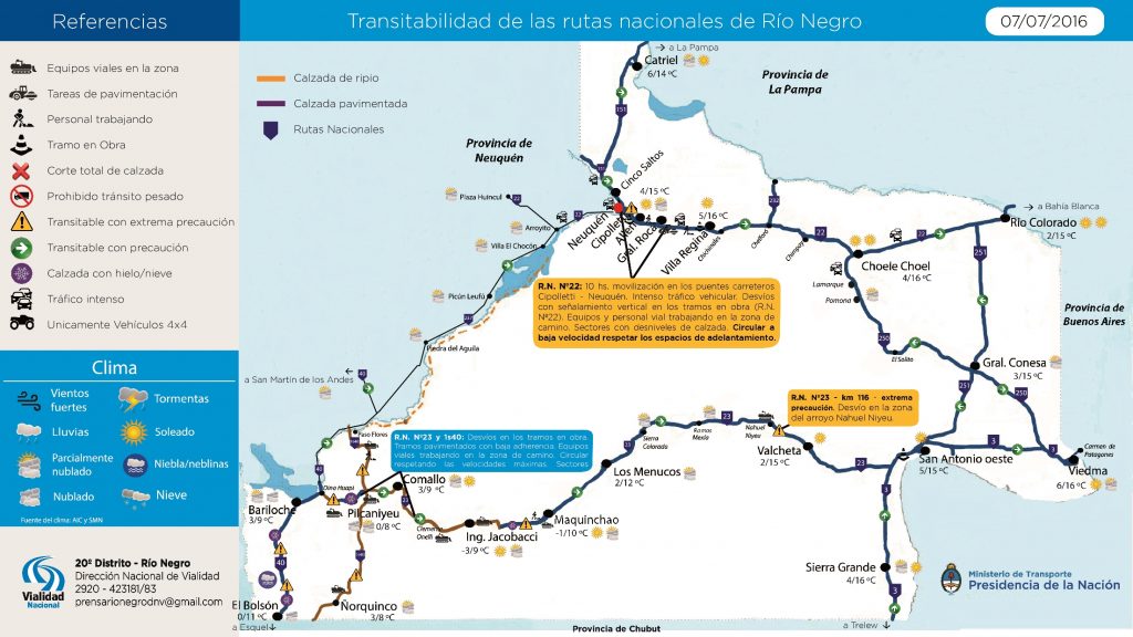 Estado de transitabilidad de rutas nacionales de la provincia – Estoquepasa